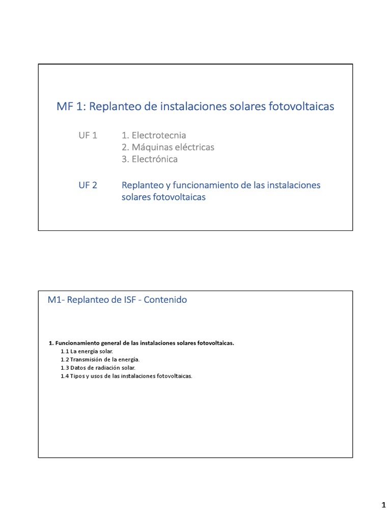 UF0150 1. Funcionamiento General de Las ISF | PDF | Energía solar ...