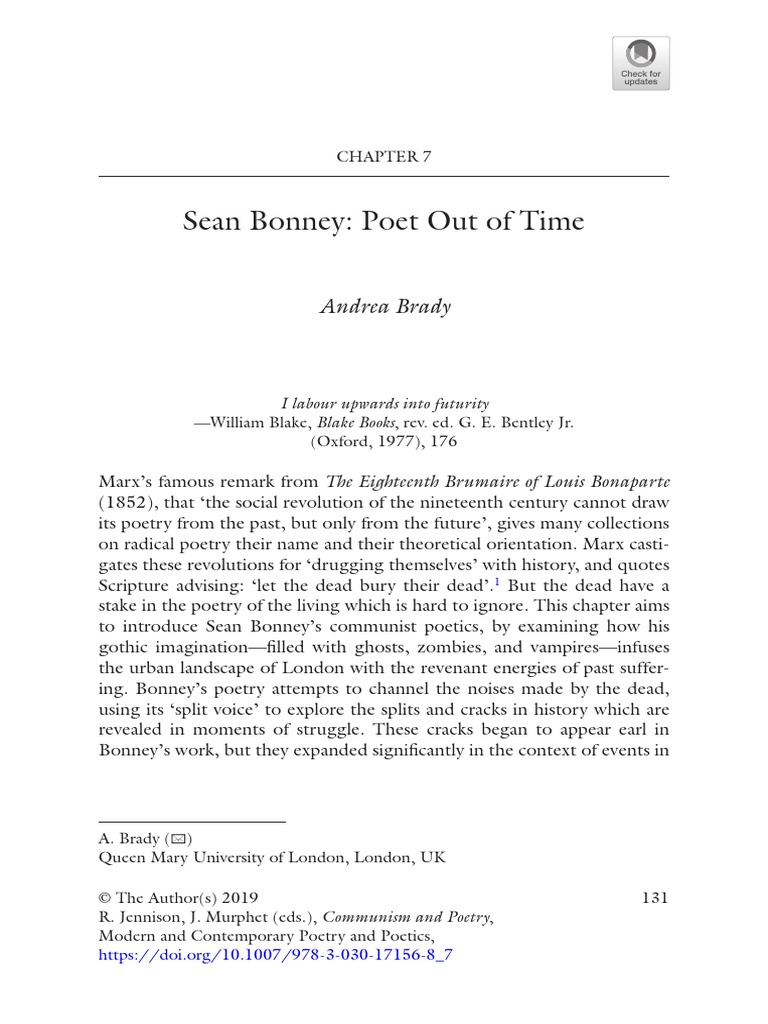 Sean Bonney: Poet Out of Time: Andrea Brady | PDF | Poetry