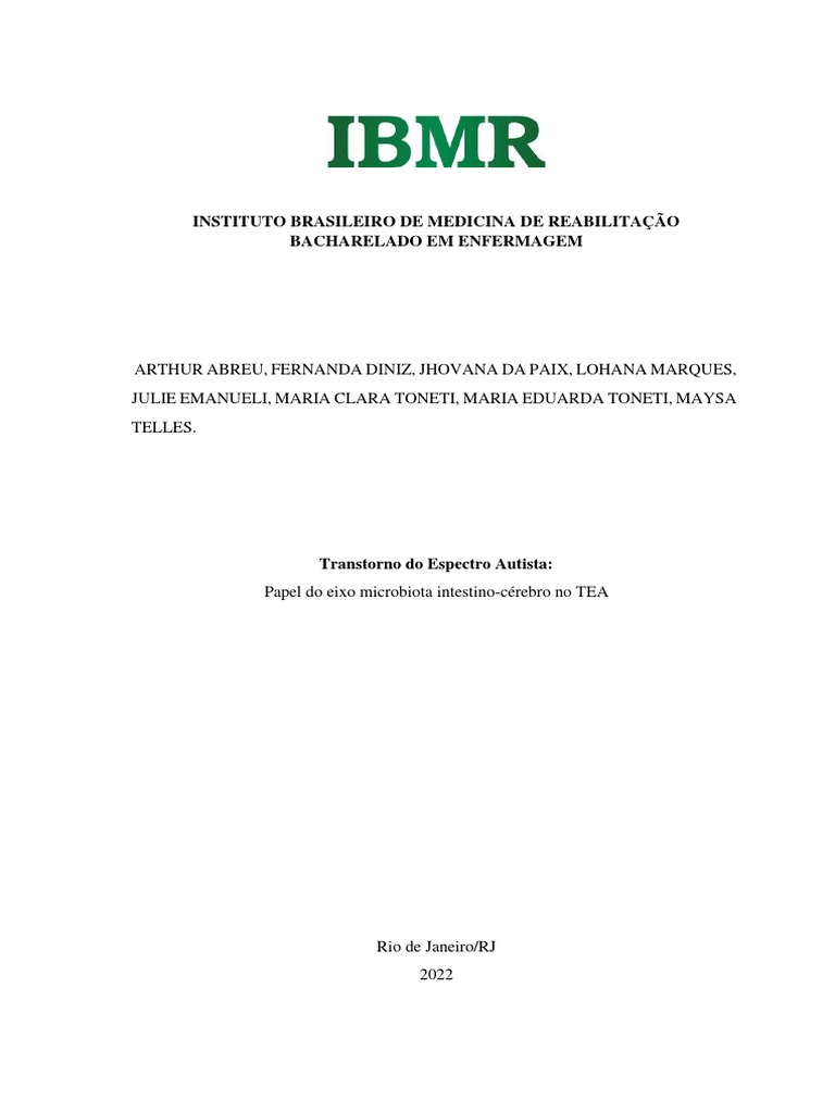 Eixo Intestino-Cérebro e TEA | PDF | Espectro do autismo | Bactérias