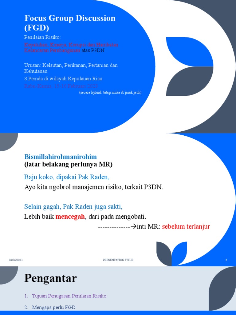 Focus Group Discussion (FGD) : Penilaian Risiko | PDF | Bisnis