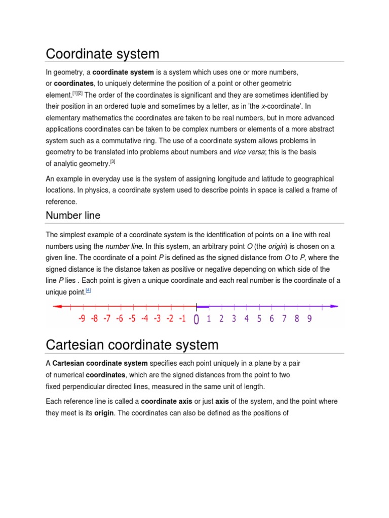 Coordinate System: Number Line | PDF