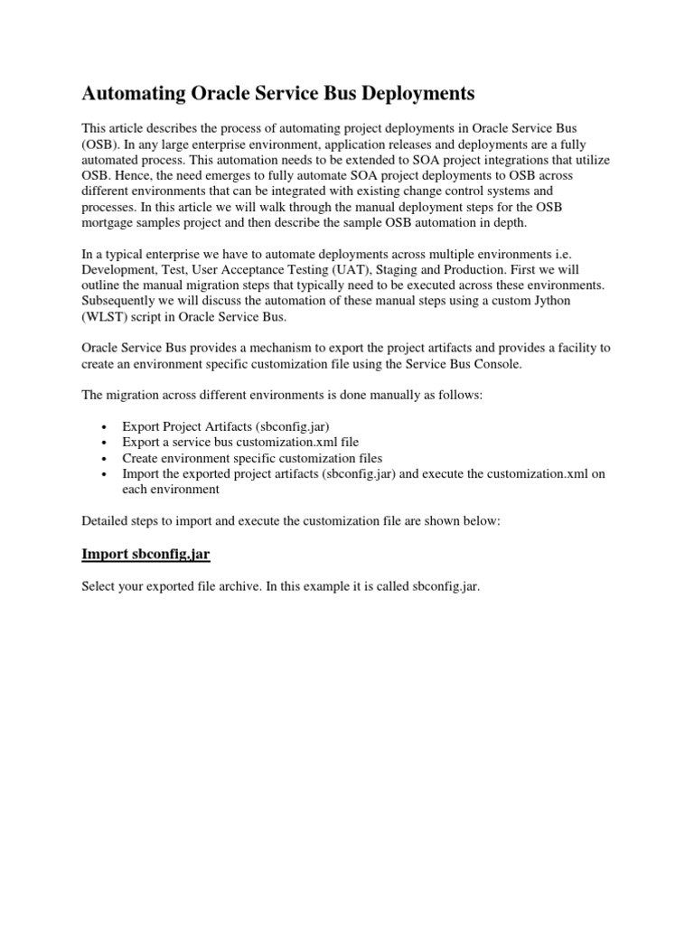 Automating Oracle Service Bus Deployments Pdf Scripting Language Automation 3397