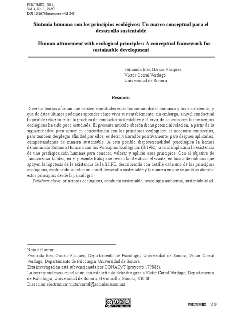 Human Attunement With Ecological Principles: A Conceptual Framework For ...