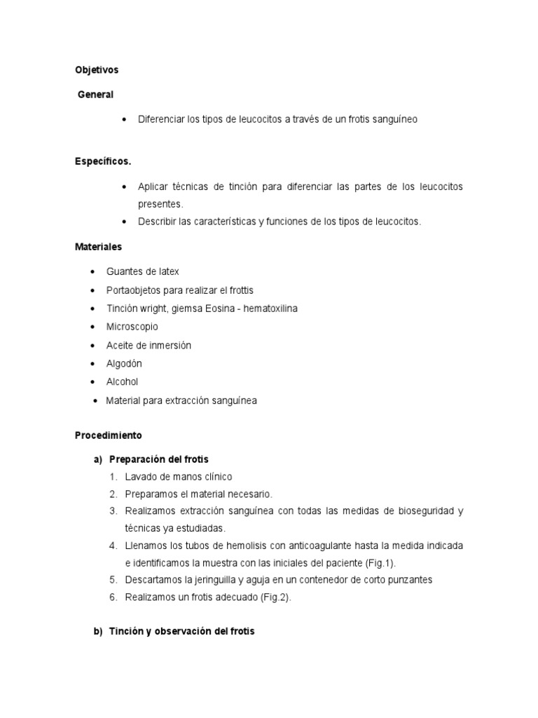 Informe Lab. Formula Leucocitaria Diferencial | PDF | Leucocito ...