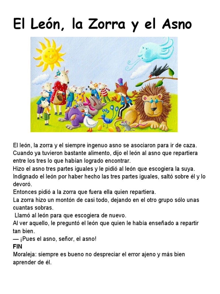 Fabula Del Leon, El Zorro y El Asno | PDF