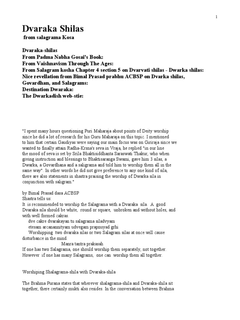 Dvaraka Silas From Salagram Kosa | Download Free PDF | Theistic Indian ...