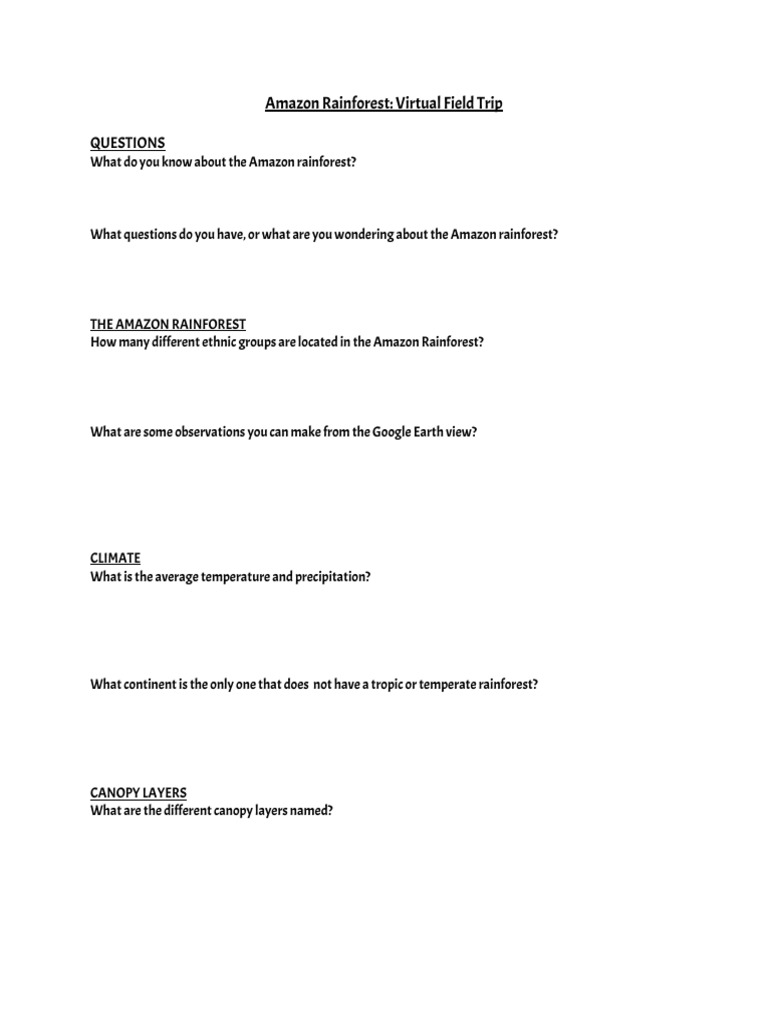 Amazon Rainforest Virtual Field Trip 2 | PDF