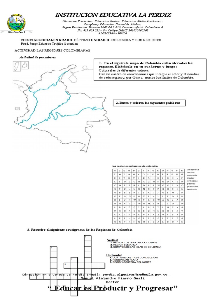 Regiones Naturales de Colombia: Actividades y Características | PDF | Colombia | Ciencias de la ...