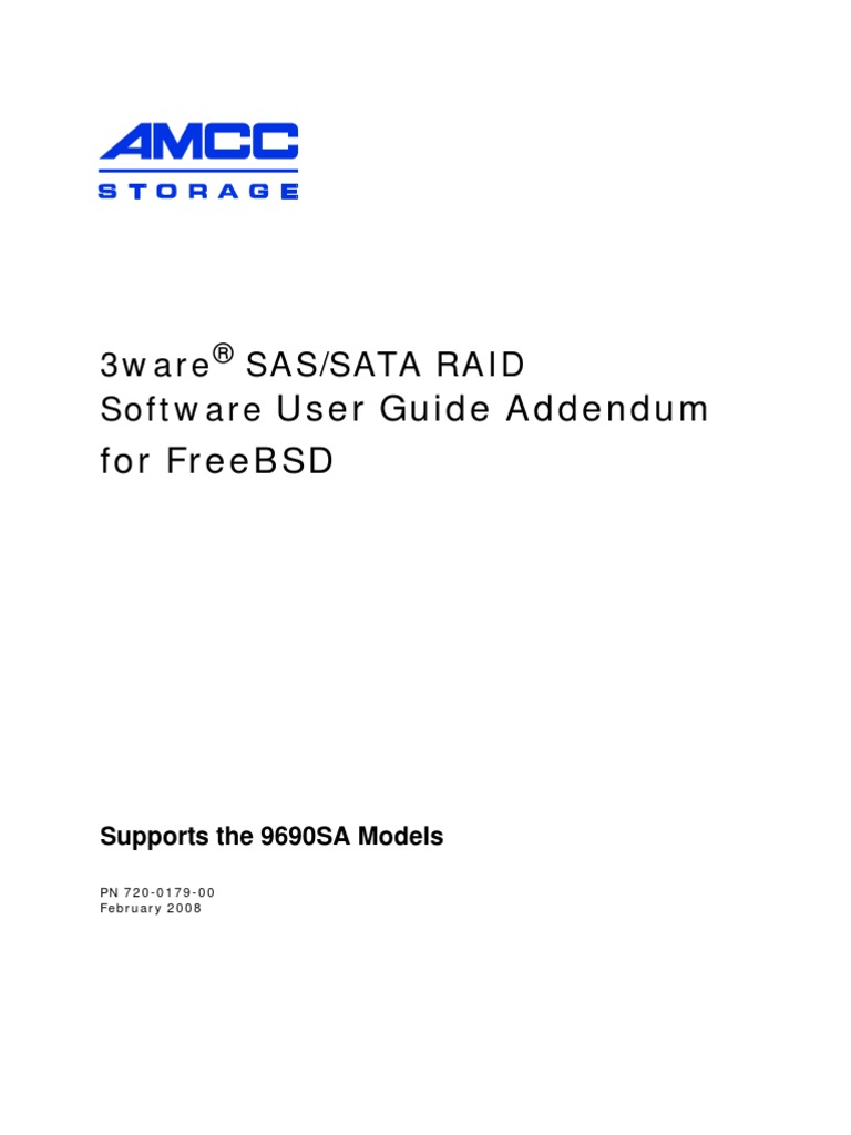 User Guide Addendum For Freebsd: 3ware Sas/Sata Raid Software | PDF ...