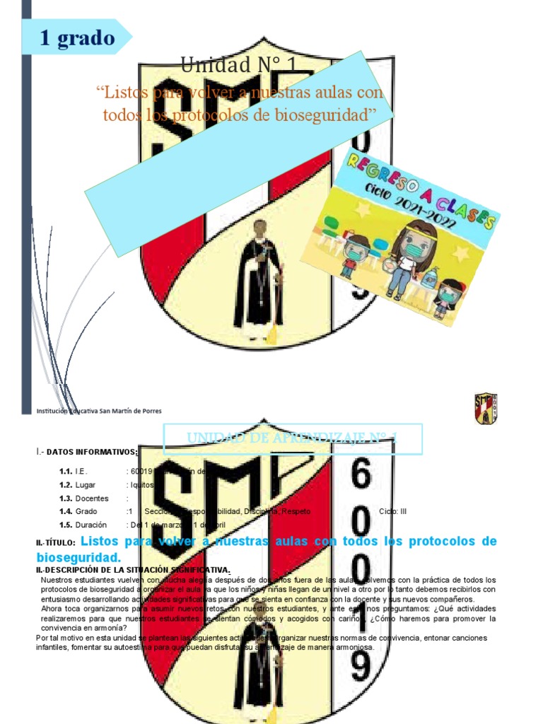 Unidad I - 1° Grado 2022 | PDF | Aprendizaje | Evaluación