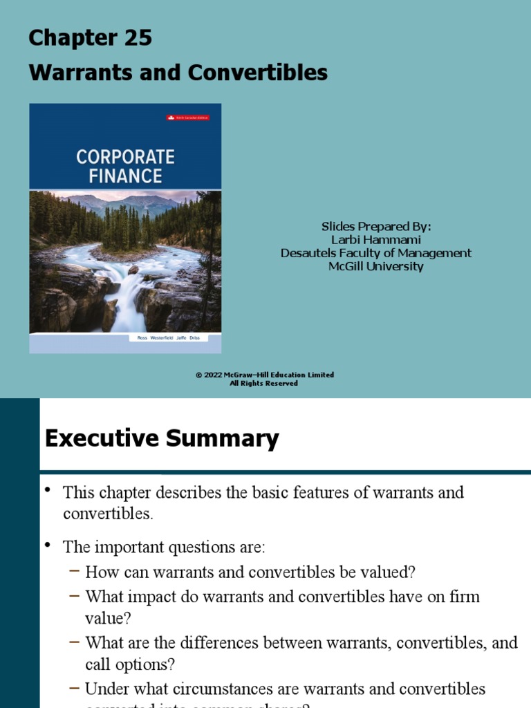 RossCF9ce PPT Ch25 | PDF | Convertible Bond | Bonds (Finance)