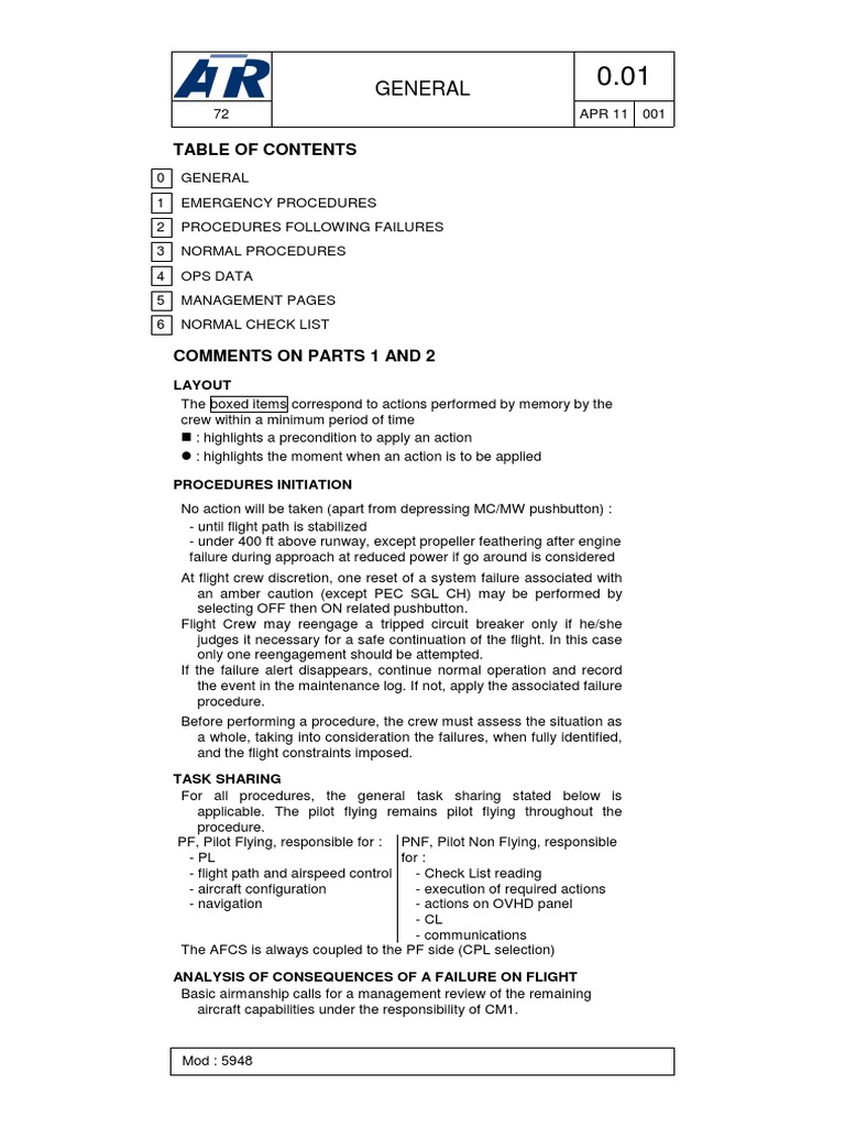 QRH Atr 76 - RN 01 - Feb 12 | PDF | Fires | Cockpit