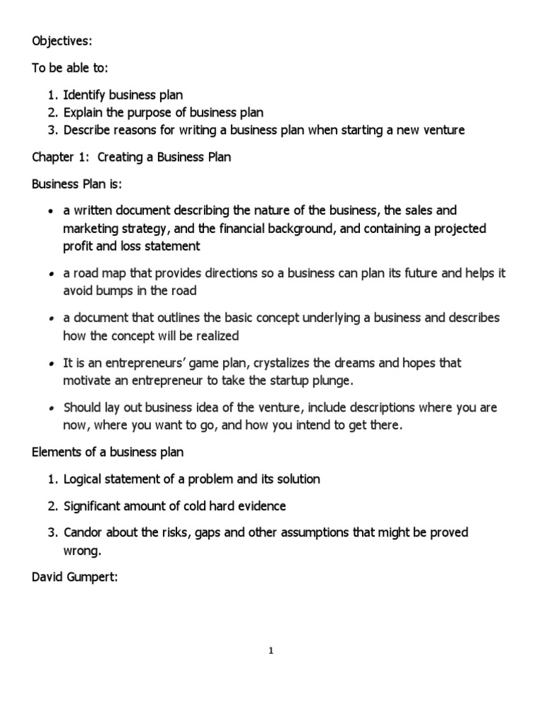 Business Plan Chapter 1 and 2 | PDF | Business | Corporate Finance