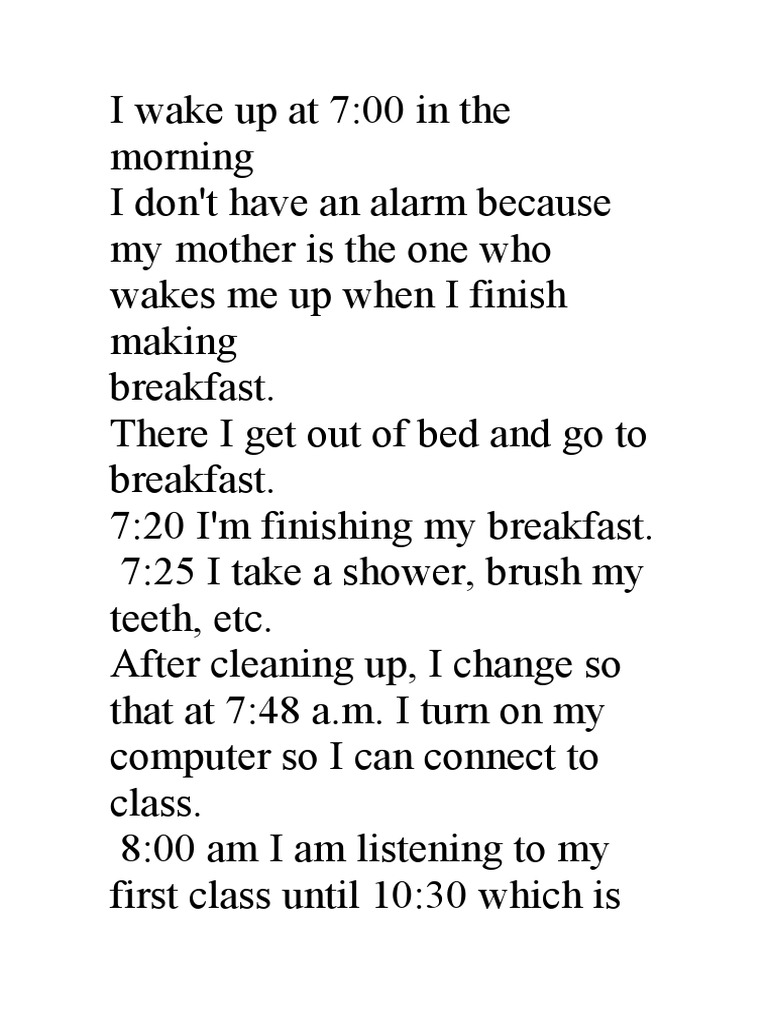 Week 2 Task Assignment My Daily Routine Ingles II | PDF