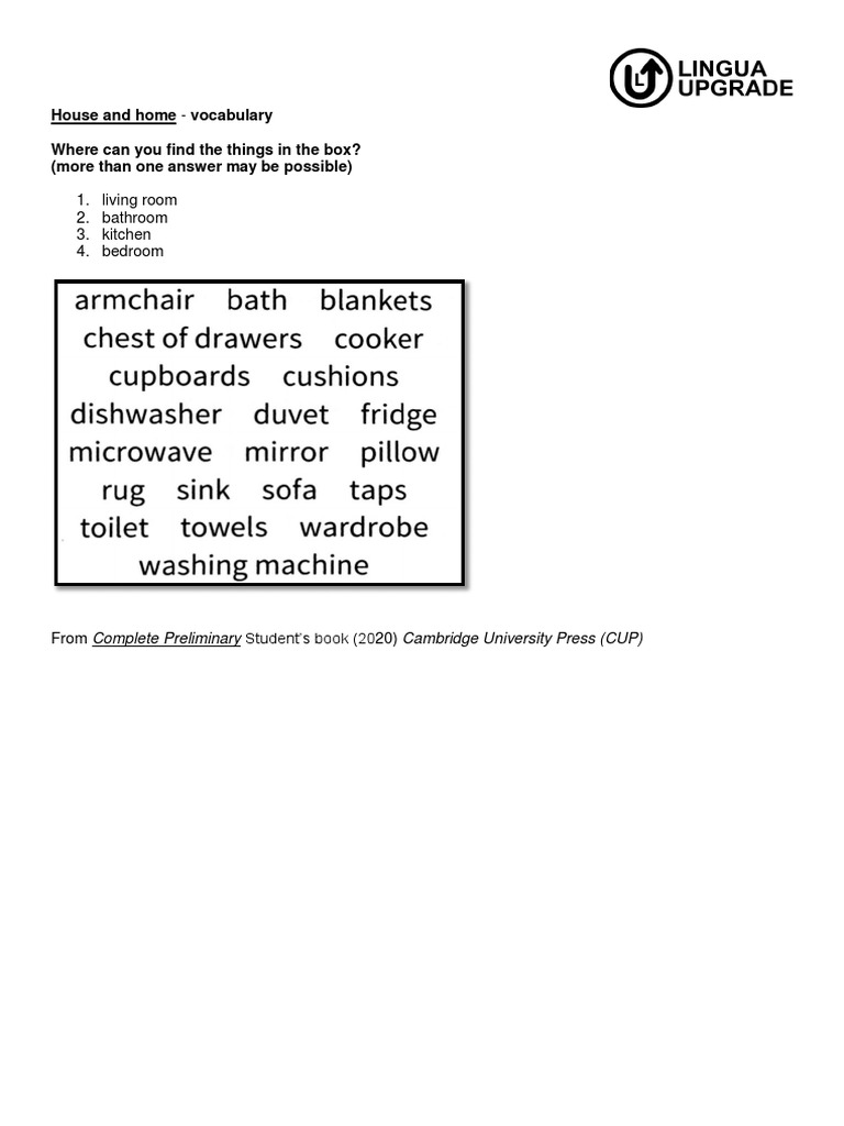 COMPLETE Unit 1 House and Home Vocab | PDF
