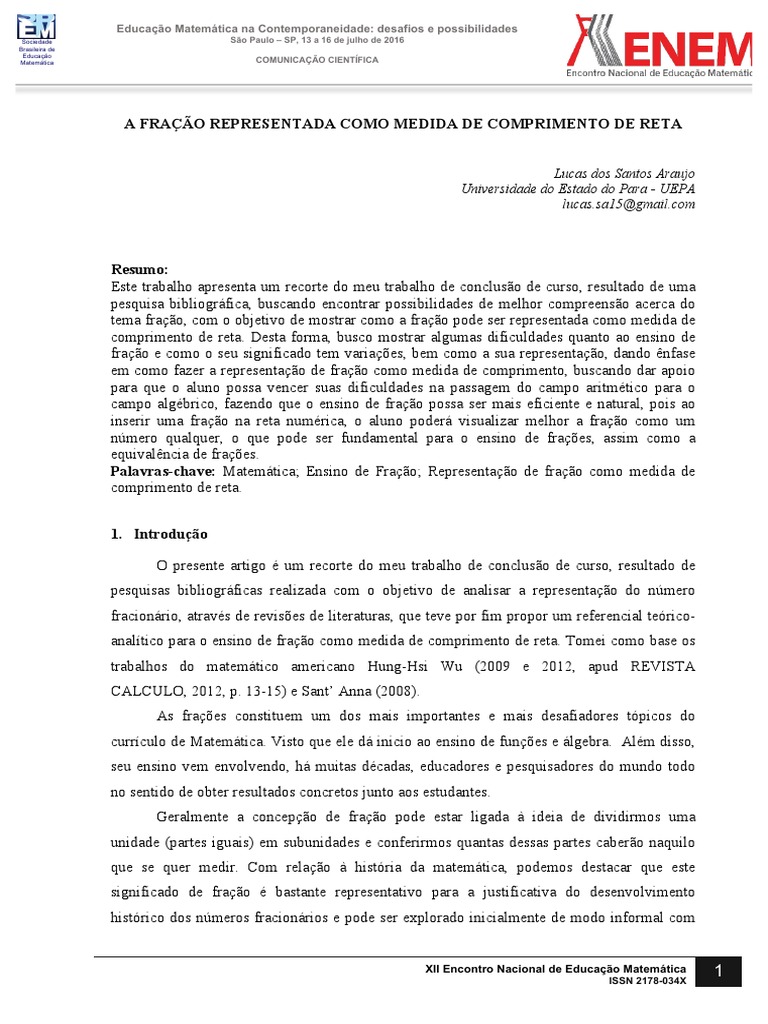 A Fração Representada Como Medida de Comprimento de Reta | PDF ...