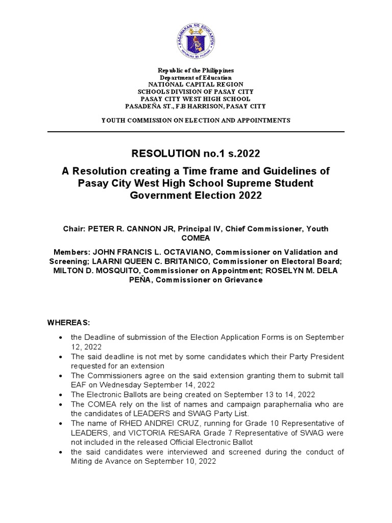 2COMEA Resolution Number 2 | PDF | Government | Elections