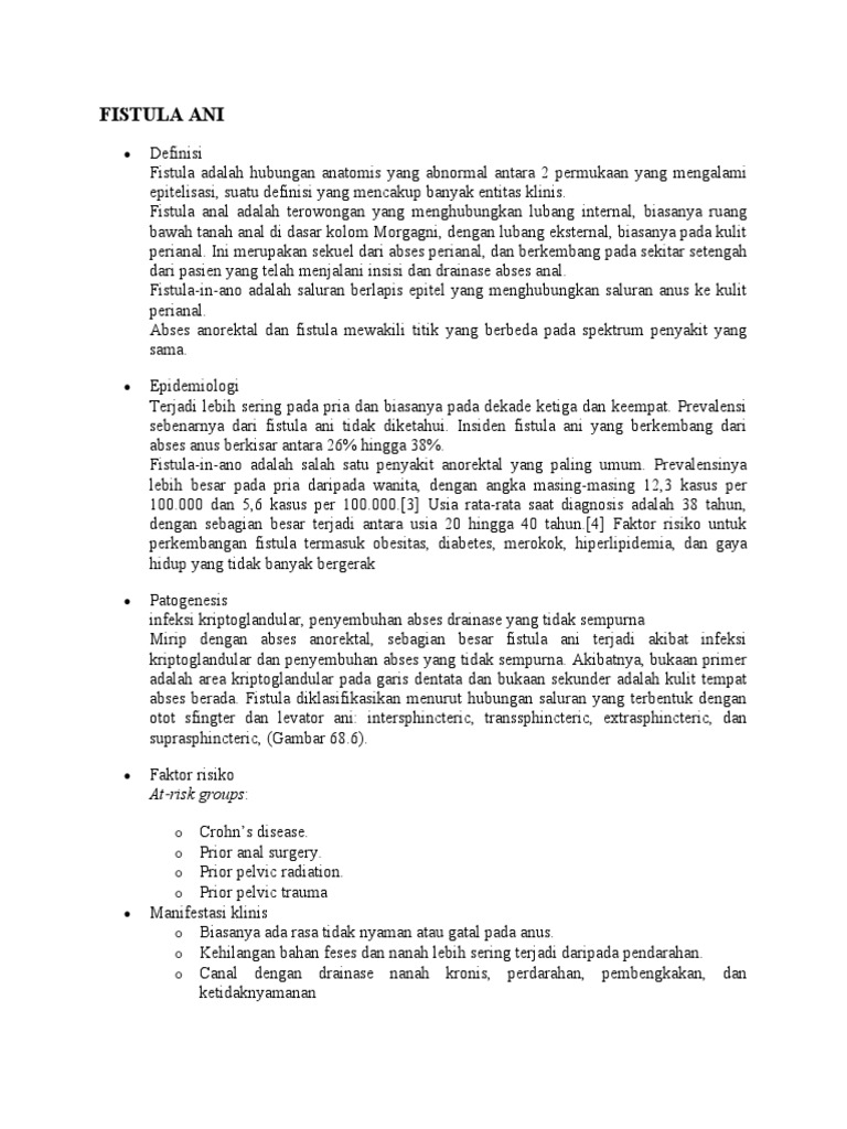FISTULA ANI Definisi Sampai G.klinis | PDF | Kesehatan Holistik | Sains & Matematika