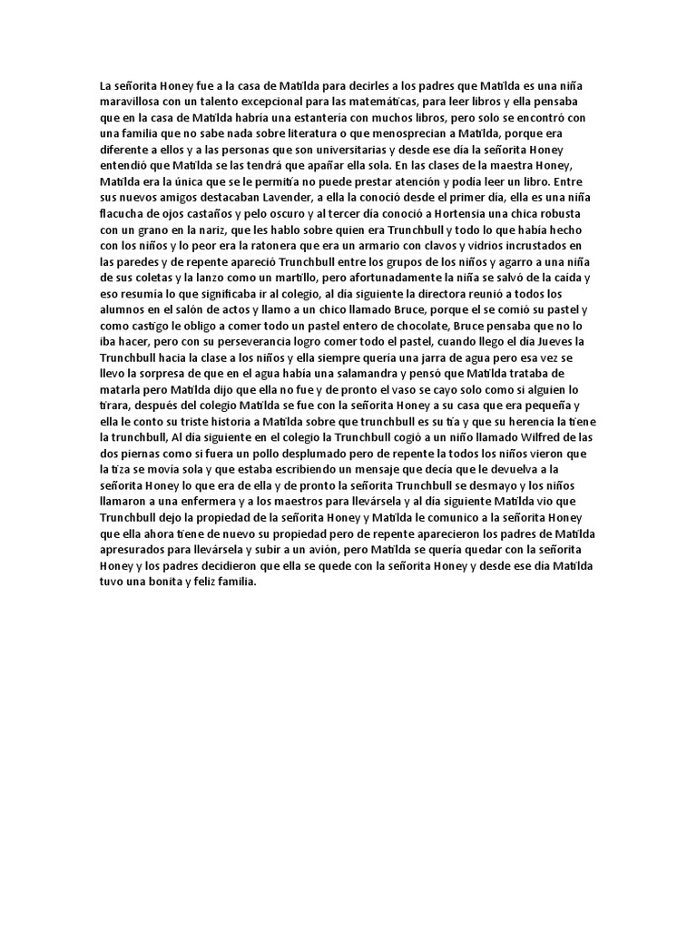 La Señorita Honey Fue A La Casa de Matilda para Decirles A Los Padres ...