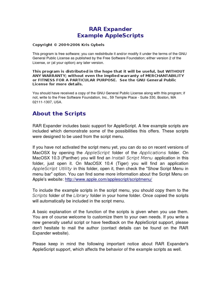 Rar Expander Example Applescripts: Applescript Applications Install Script Menu Applescript ...