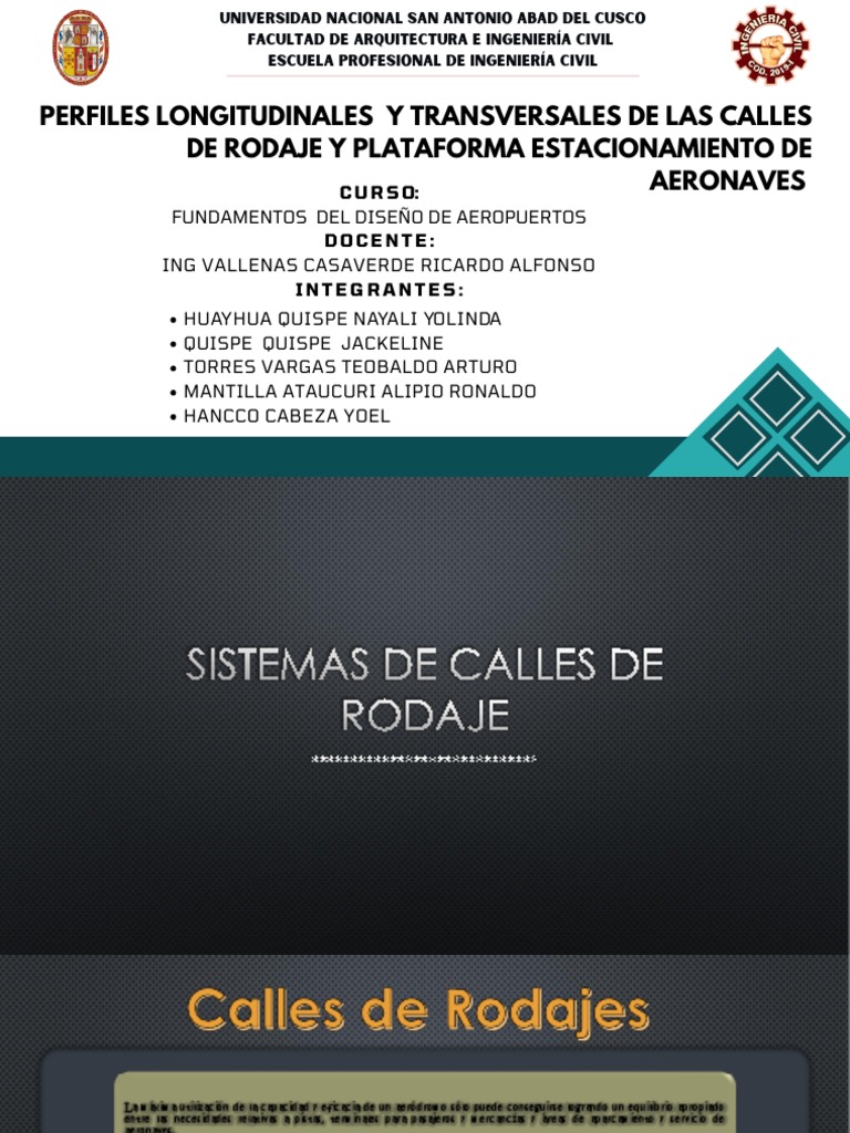 Perfiles Longitudinales Y Transversales de Las Calles de Rodaje Y ...