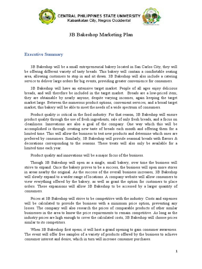 3B Bakeshop Marketing Plan | PDF | Bakery | Marketing