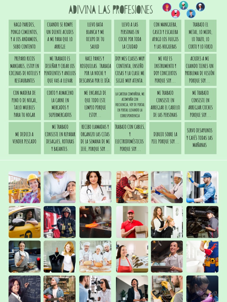 Adivina las Profesiones en Español | PDF | Alimentos