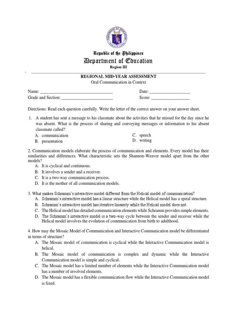 FINALIZED-ASSESSMENT-TOOL - Oral Communication | PDF | Social Science ...