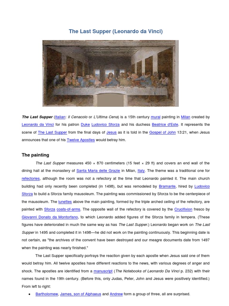 The Last Supper | PDF | New Testament Content | Paintings