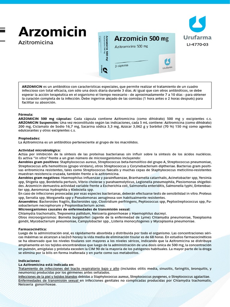 Urufarma Arzomicin Capsulas 6238c698a4822 | PDF | Enfermedades y ...