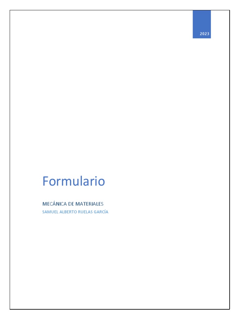 Formulario-Mecanica de Materiales | PDF | Resistencia de materiales | Materiales