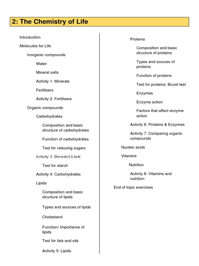 Grade 10 Chemistry of Life Notes | PDF | Carbohydrates | Glucose