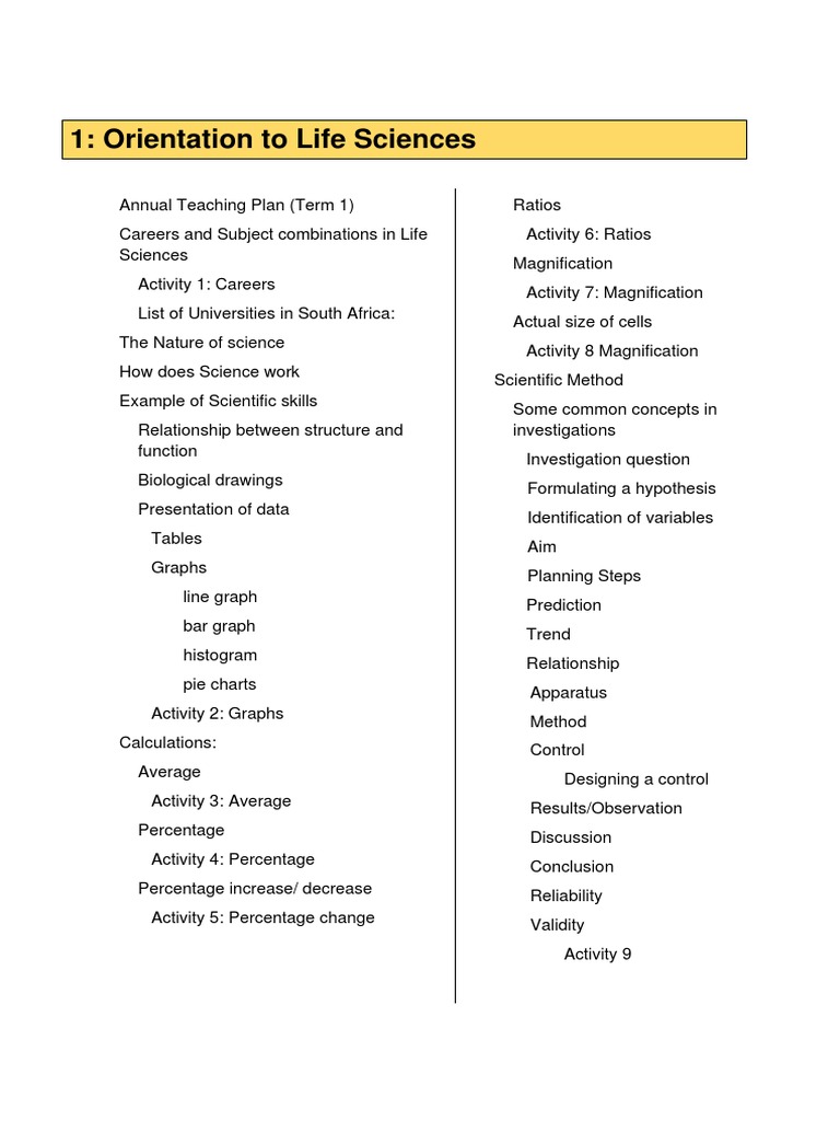 Chapter 1 Orientation To Life Sciences | PDF | Cell (Biology ...