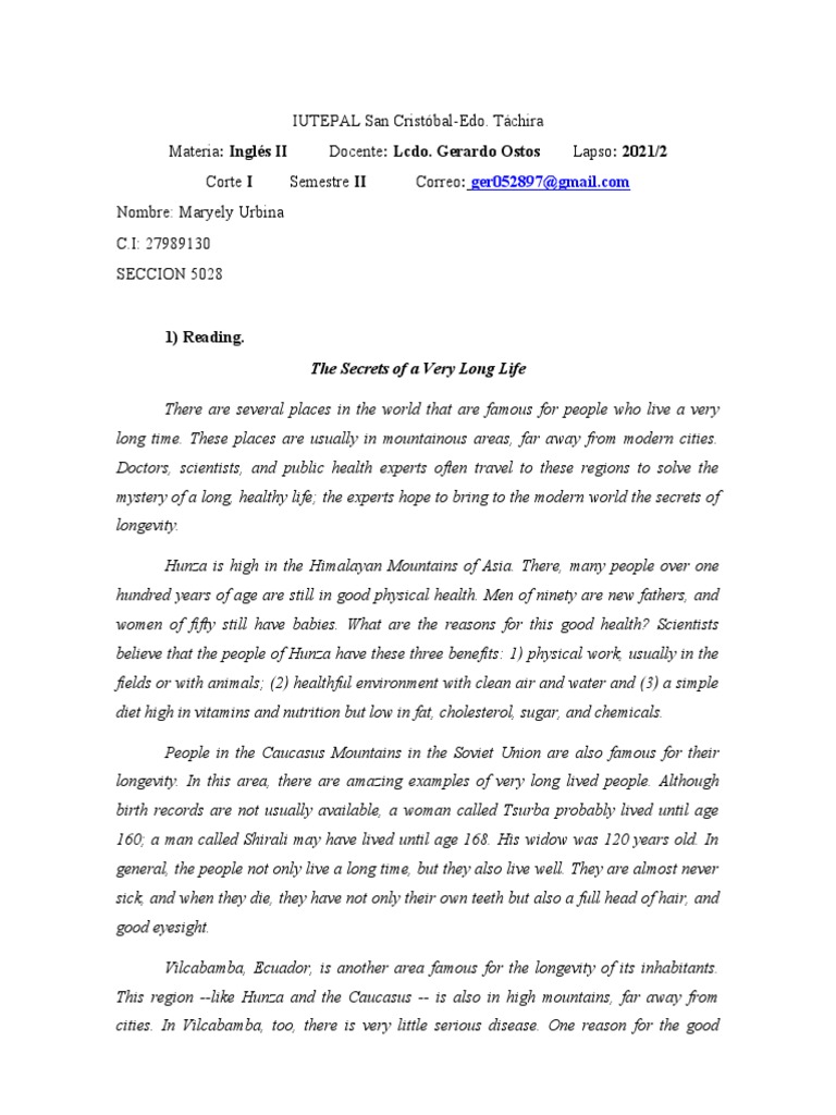 The Secrets of a Very Long Life: Exploring Factors that Contribute to ...