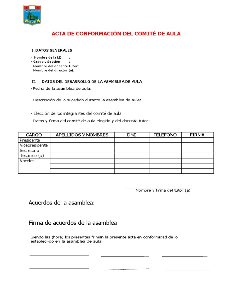 Acta de Conformación Del Comité de Aula | PDF