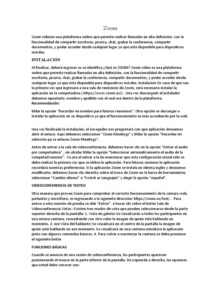 Zoom | PDF | Software de la aplicacion | Chat en linea
