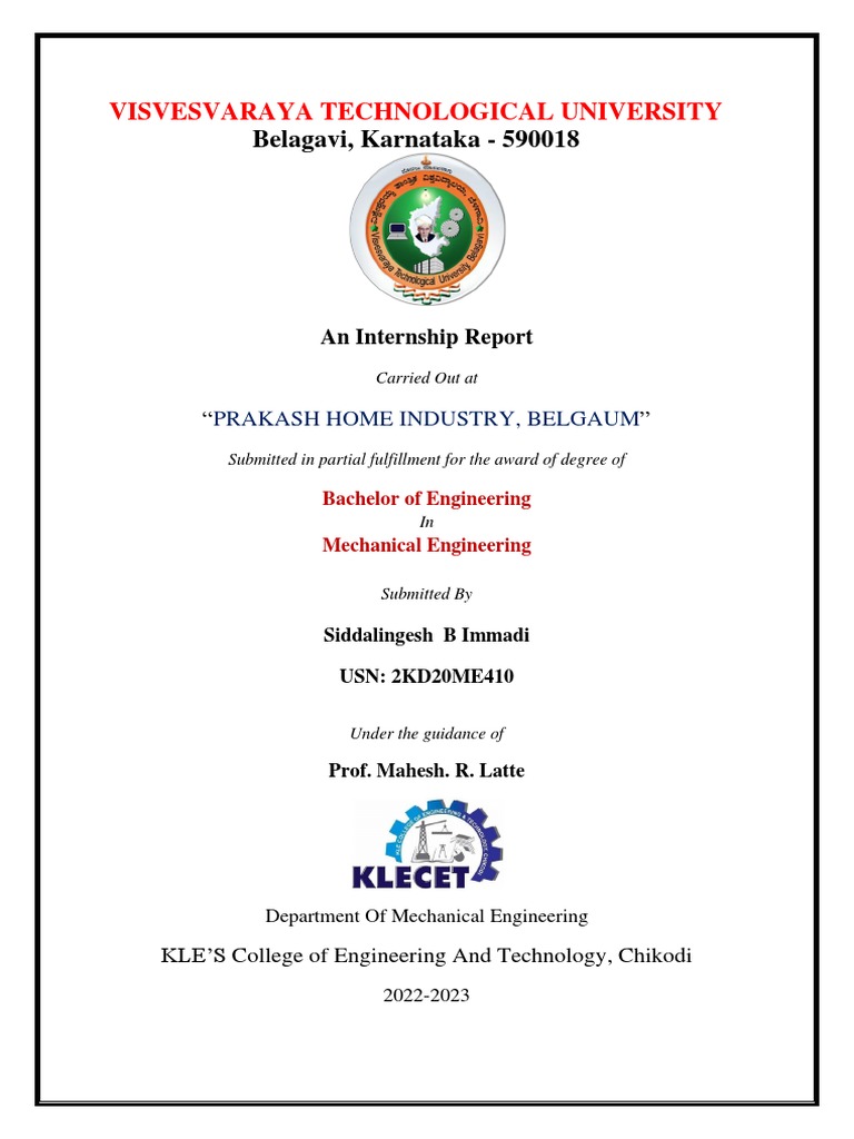 Internship Front Page Siduu | PDF | Career And Technical Education
