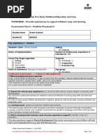 CHCECE037 Assessment Task 2 Placement Project | PDF | Experience | Learning