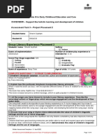 CHCECE037 Assessment Task 2 Placement Project | PDF | Experience | Learning