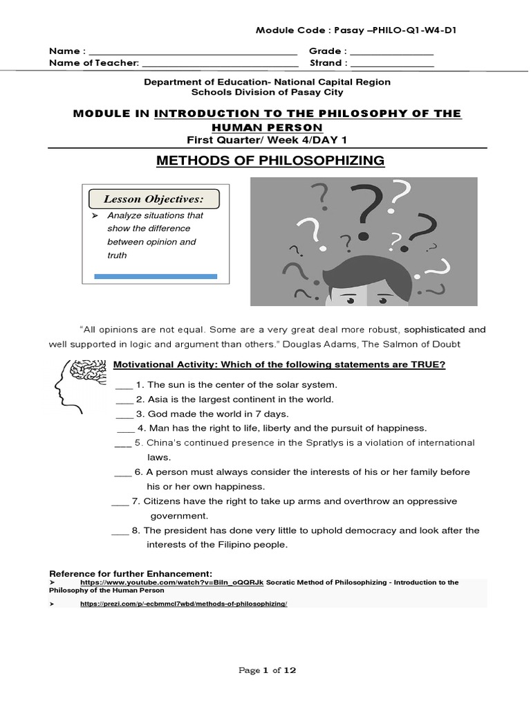 2 Philo-Q1-W4 | PDF | Bias | Truth