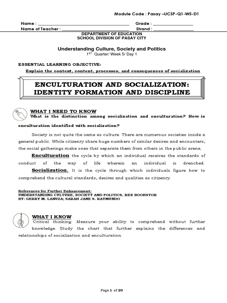 4 Ucsp-Q1-W5 | PDF | Socialization | Deviance (Sociology)