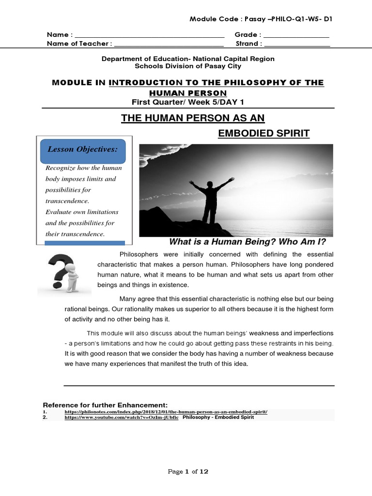 2 Philo-Q1-W5 | PDF | Soul | Idea