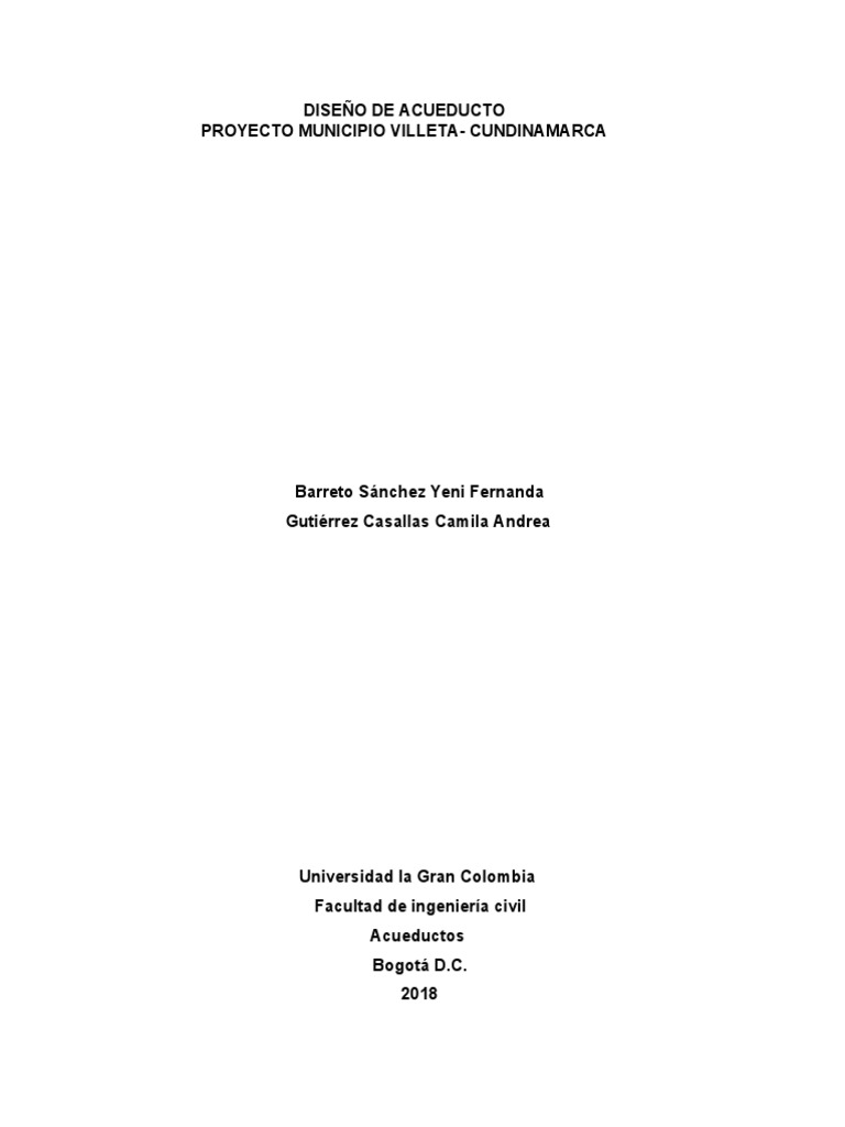 Proyecto Diseño de Acueducto | PDF | Ciencias de la Tierra