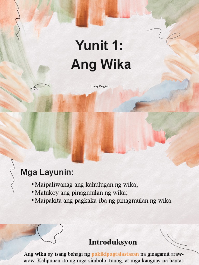 Group 1 Yunit 1. Ang Wika | PDF