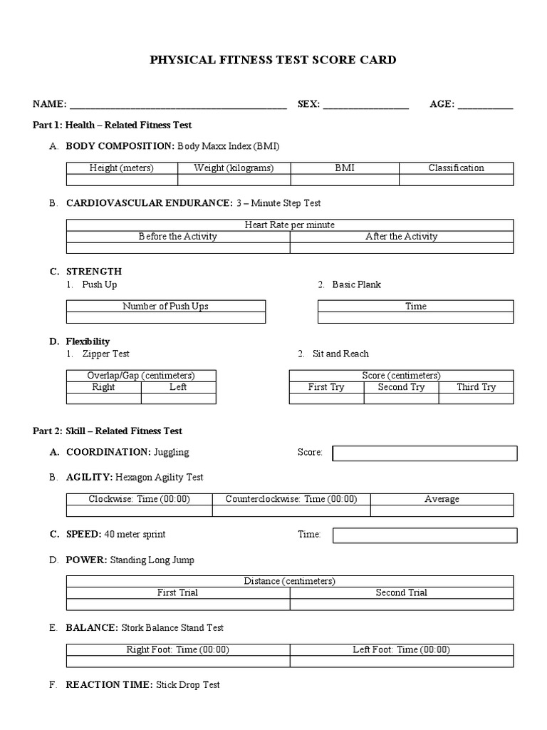 PFT Score Card | PDF
