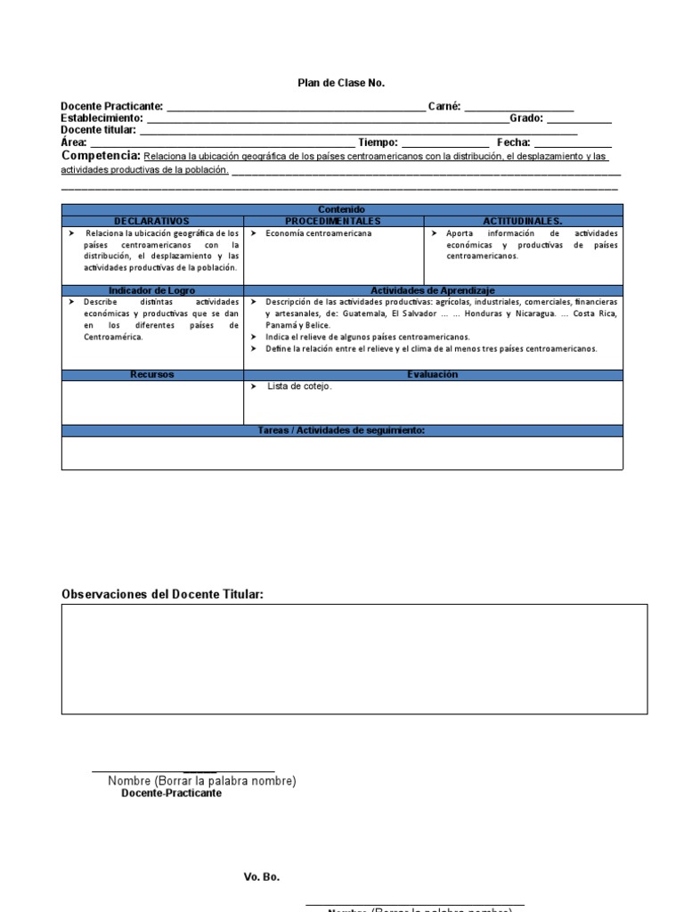 Formato de Planificación CNB Clase | PDF | Centroamérica | Economias