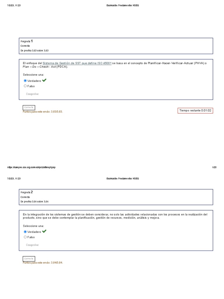 Evaluación Fundamentos Hseq Pdf Planificación Evaluación