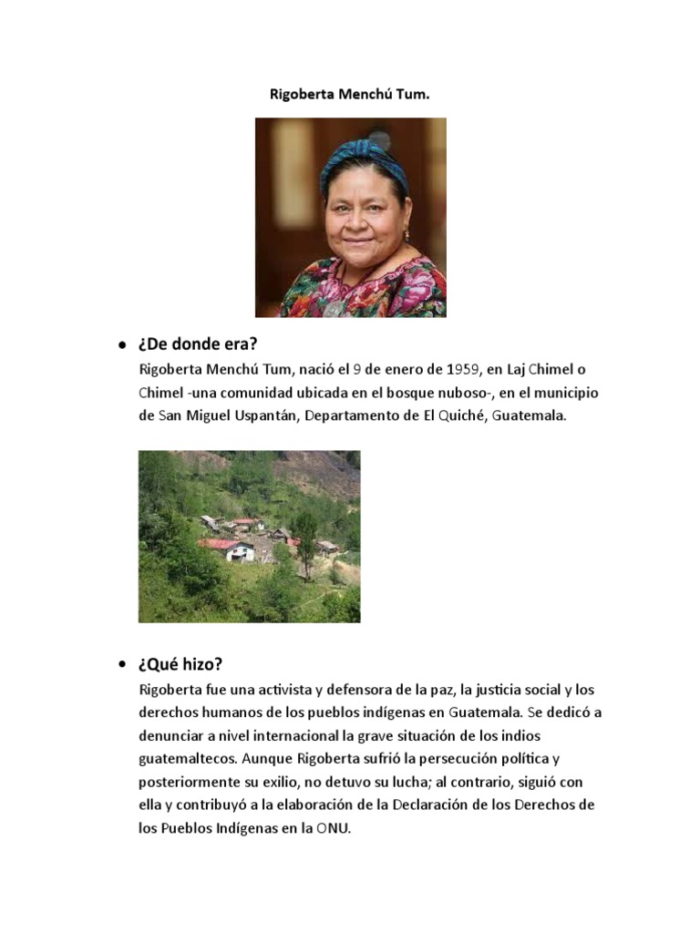 Contenido de Infografia de Rigoberta Menchu | PDF