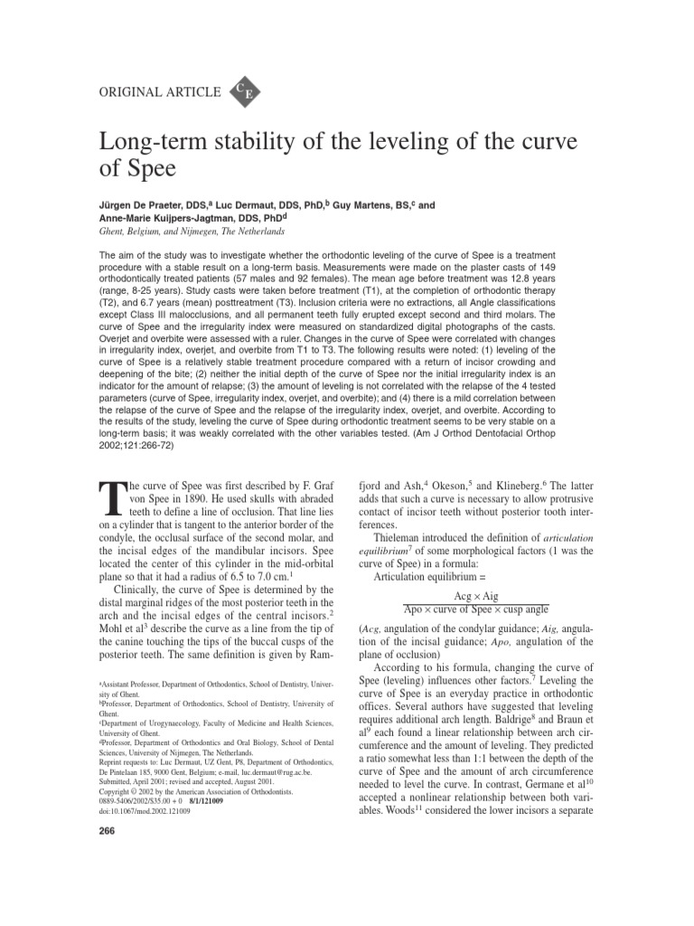 13 de Praeter J, Dermaut L, Martens G, Et Al - Long-Term Stability of The Leveling of The Curve ...