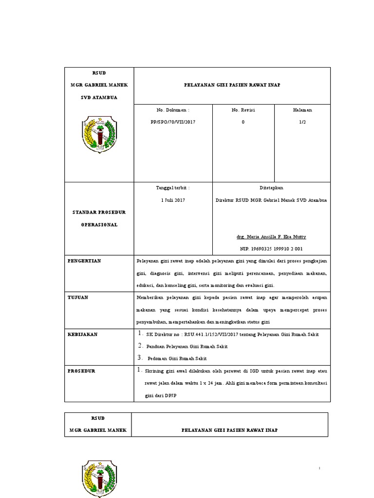 Fixxx SPO PELAYANAN GIZI RANAP | PDF